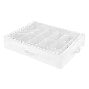 Whitmor Underbed Shoe Bag, White with Clear Top