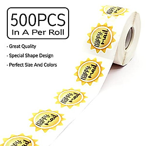 Happy Mail Sun Stickers,Thank You Stickers,Handmade Stickers,Small Shop Stickers,Envelopes Stickers for Small Business, Online Retailers,Handmade Goods,500 Labels Per Roll