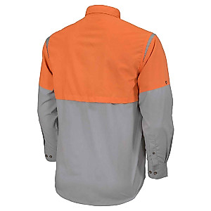 Beretta Men's Hunting Lightweight Roll-Up Sleeve Button Down TM Tech Shirt, Grey and Blaze Orange, Small