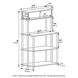 Furinno Turn-N-Tube Toolless Storage Shelf with Top Cabinet, French Oak Grey/Black