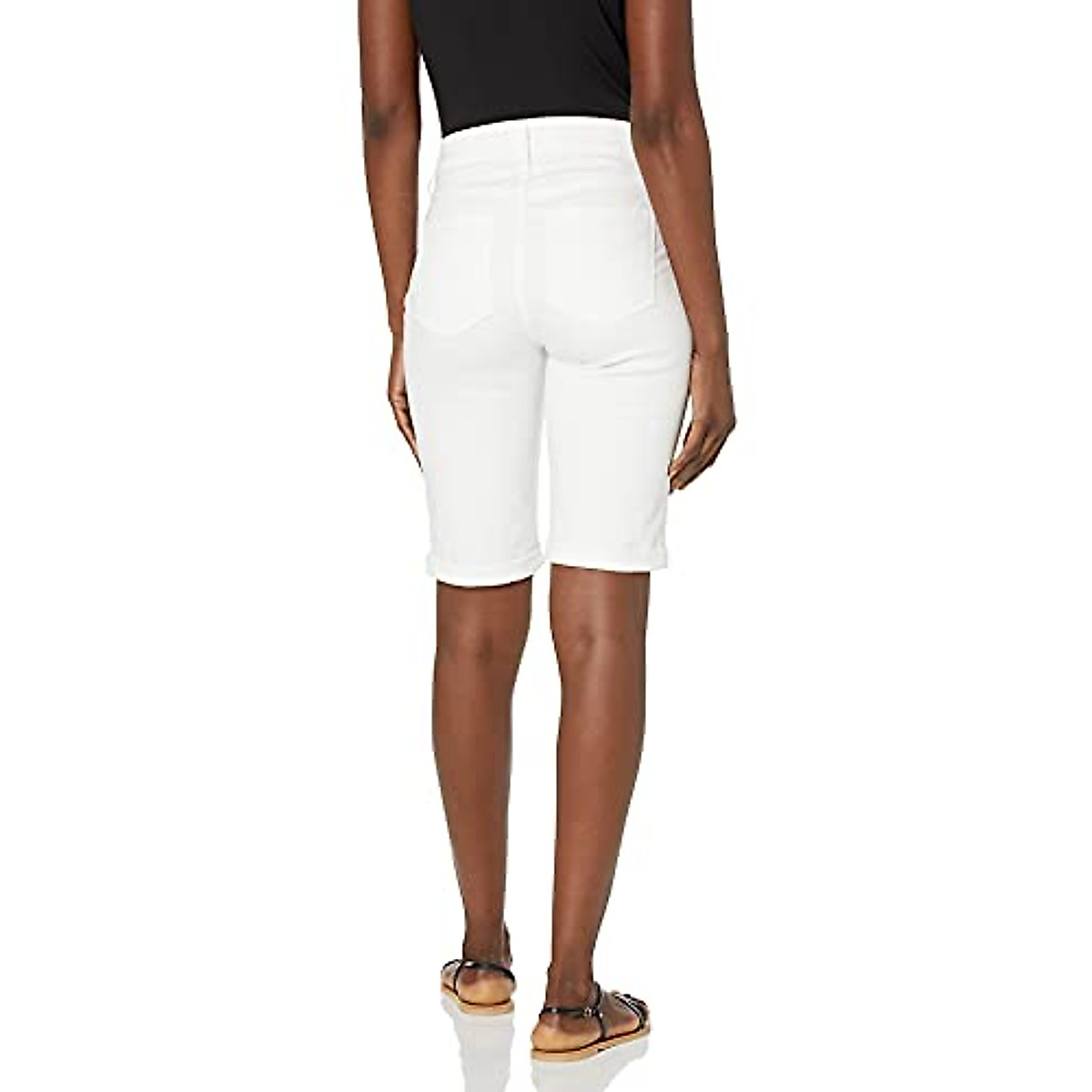 NYDJ Women's Briella Roll Cuff Jean Long Slimming Denim Shorts, Optic White, 12