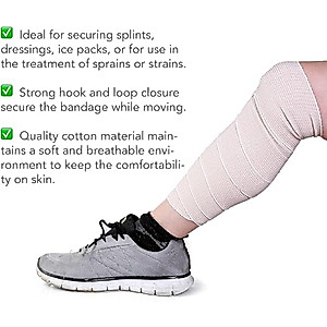 Medline Matrix Wrap Elastic Bandage with Hook and Loop Closure, Non-Sterile, 4" x 5 yd, White/Beige (Pack of 10)