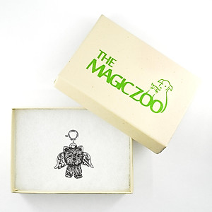 The Magic Zoo Sterling Silver Yorkie Angel Charm for Charm Bracelet – Handcrafted in the USA Yorkie Charms for Bracelets – Yorkie Angel Gift for Women