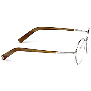 Tom Ford Round Eyeglasses TF5334 018 Size: 52mm Rhodium/Light Brown Horn FT5334