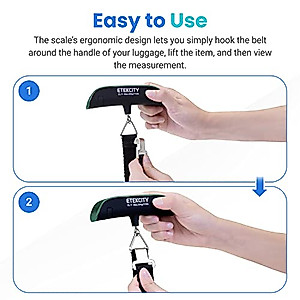 Etekcity Luggage Scale, Digital Weight Scales for Travel Accessories Essentials Suitcases , Portable Handheld Scale with Temperature Sensor, Rubber Paint, 110 Pounds, Battery Included