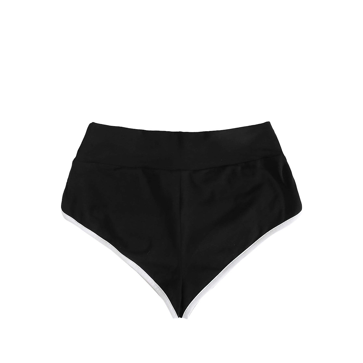 SweatyRocks Women's Sporty Elastic Waist Contrast Binding Booty Workout Biker Shorts Black XL