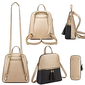 Backpack Purses for Women Mini Backpack Purse for Girls Teen Fashion Backpack 4 PCS Leather Rucksack for Ladies Shoulder Bags Black