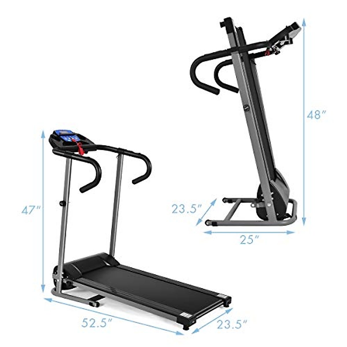 GYMAX Folding Treadmill, Electric Motorized Running Jogging Machine with LCD Monitor & Device Holder, Easy Assembly Heavy Duty Walking Treadmill for Home