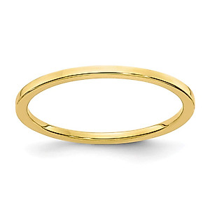 Solid 10k Yellow Gold 1.2mm Flat Stackable Band Thin Wedding Anniversary Ring Size 6.5