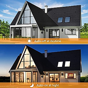 HIHUOS Porch Lights with Outlet, Dusk to Dawn Exterior Light Fixture, Waterproof Outdoor Wall Lantern, Anti-Rust Up and Down Outside Sconce Lighting Fixture for House Garage Patio Park