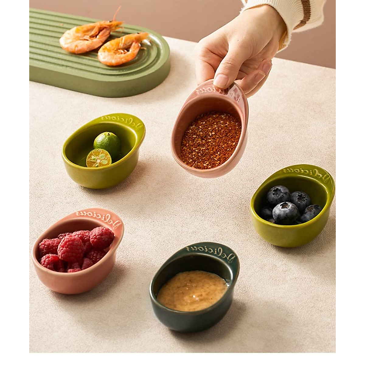 yaocoral 3 Pack 3 oz Mini Ceramic Dipping Sauce Bowls,Soy Sauce Dish,Small Dipping Bowls for Soy,Side Dish,ketchup,Sushi,BBQ,Condiment,Hats Shape,Stackable,Freezer Microwave Safe