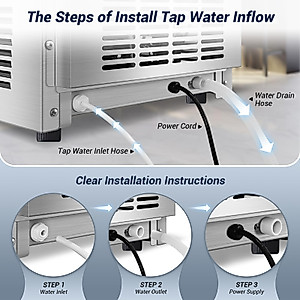 Commercial Ice Maker Machine 120LBS/24H with 30LBS Storage Bin, 15" Wide Undercounter/Freestanding Ice Maker Machine for Home Bar Outdoor, 40PCS Ice Cubes Ice Machine, Self Cleaning