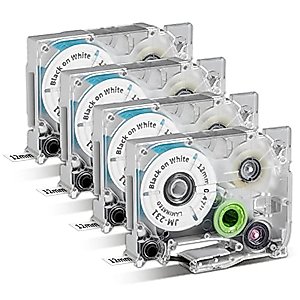 Oozmas Compatible with Brother PT-P710BT PT-1280 1180 2040 1750 1290 1890 D210s Label Maker Tape TZe-231 TZ TZE 12mm 0.47 Laminated White Compatible with P-Touch Tape Refills 1/2 Inch, JM-231, 4-Pack