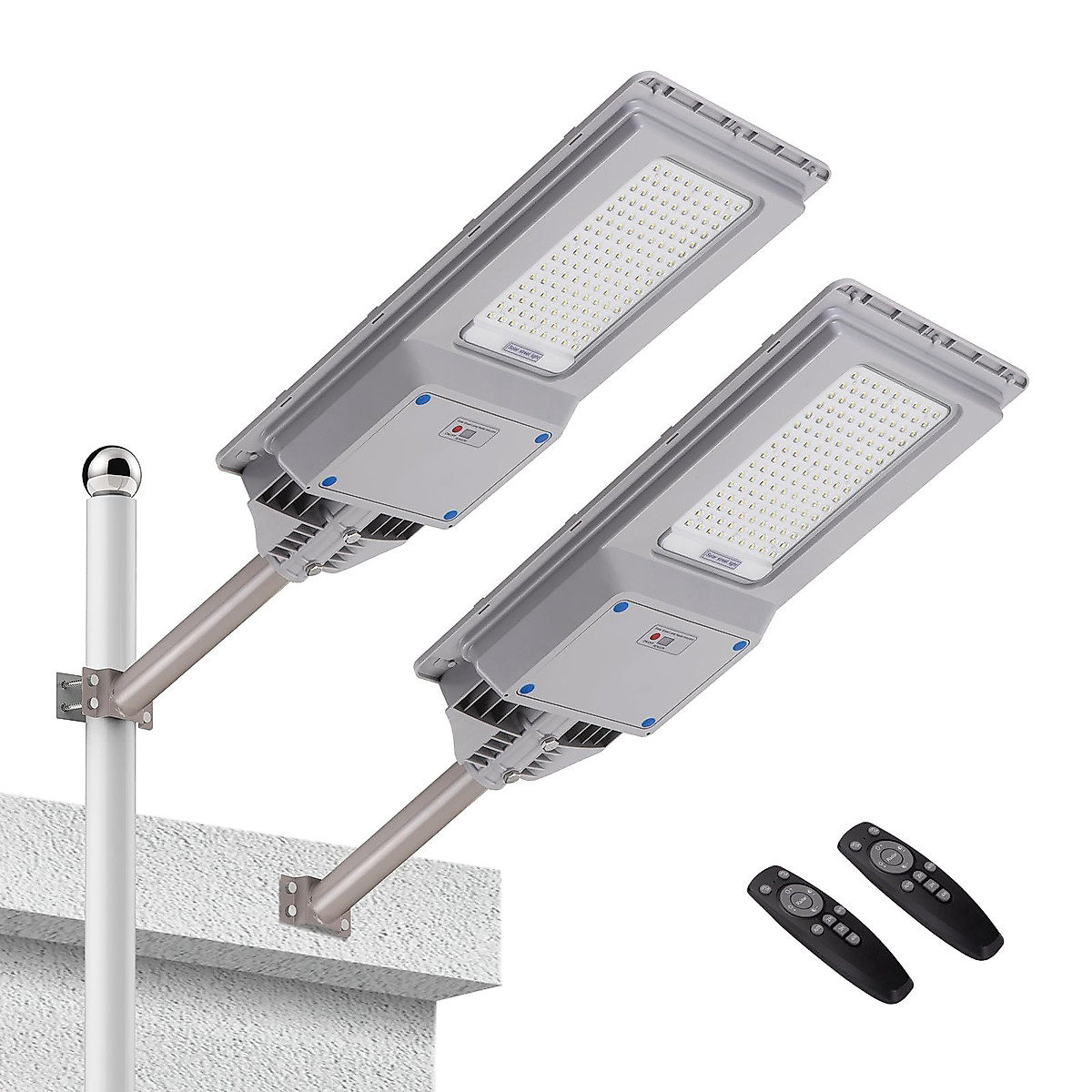 LANGY Solar Street Light, 2-Pack 30000LM 400W, IP67 Commercial Parking Lot Light, Outdoor Dusk to Dawn Solar Flood Light with Motion Sensor, Remote Control, for Yard Garden