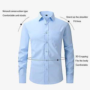 ATOFY Men's Long Sleeve Dress Shirt Regular Fit Casual Button-Down Solid Shirt with Pockets(Army Green, L)