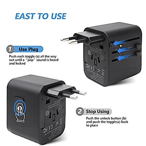 LOVE BEIDI Travel Essentials, International Travel Adapter for European US UK AUS JP, Universal Travel Adapter Plug Adapter Wall Charger with 4 USB Charging Ports for Men Women