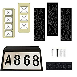 OSALADI Solar Lights Outdoor Metal Sign House Numbers Solar Powered Address Sign Set Lighted Address Sign Lamp for Home Street Garden Doorplate Black Outdoor Sign Outside Solar Lights