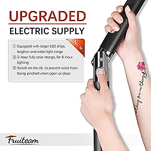 FRUITEAM 7.5' Solar 24 LED Lighted Umbrella-Solar Umbrella Lawn and Garden w/Easy Tilt Adjustment, Market Umbrella Adjustment and Crank Lift System for Patio