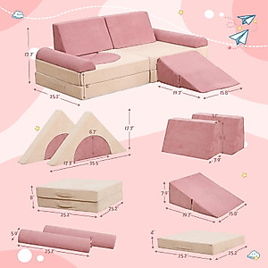HAHASOLE Kids Couch, 12PCS Modular Kids Play Couch, Toddler Couch for Playroom, Convertible Kids Foam Climbing Play Set, Imaginative Creative Play Sofa for Boys & Girls, Play Couch for Toddlers