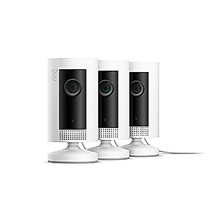 Ring Indoor Cam, Compact Plug-In HD security camera with two-way talk, White, Works with Alexa – White – 3-Pack