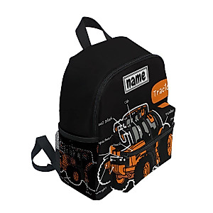 Glaphy Custom Kid's Name Backpack Tractor Toddler Backpack for Daycare Travel Personalized Name Preschool Bookbag for Boys Girls