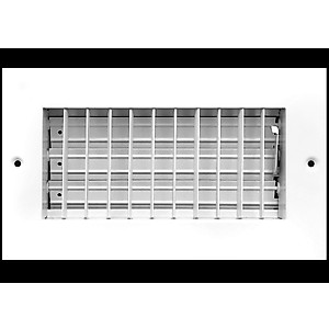 8"w x 4"h Adjustable AIR Supply Diffuser - HVAC Vent Cover Sidewall or Ceiling - Grille Register - High Airflow - White [Outer Dimensions: 9.75"w X 5.75"h]