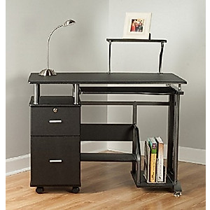 OneSpace Rothmin Computer Desk with Storage Cabinet,Black