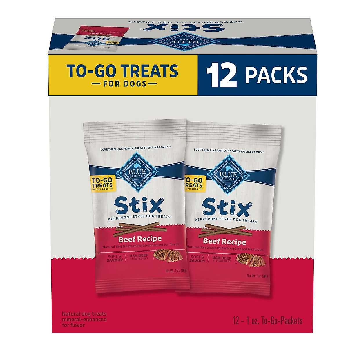 Blue Buffalo Stix Natural SoftMoist Dog Treats TOGO Beef Recipe Bags