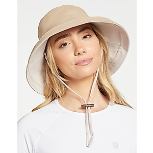 Solbari Holiday Sun Hat - UPF50+ Reversible, Foldable & Packable UV Sun Protection Hat with Full Coverage Brim and Adjustable Drawcord, Natural/Beige Under Brim, Small-Medium