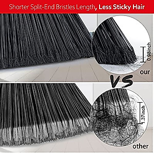 Heavy Duty Broom Outdoor/Indoor Commercial Broom with 55" Long Handle, Wide Angle Corner Broom Perfect for Garage Patio Kitchen Sidewalk Deck Porch Driveway Floor Room Rubbish Sweeping - Black and Red