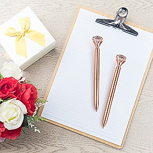 Zealor 12 Pieces Big Diamond Crystal Ballpoint Pens and 12 Pieces Ballpoint Pen Refills, Black Ink (Rose Gold)