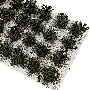 28 Pcs Green Bushy Tufts Lowland Shrubs Tuft Terrain Model Kit Static Scenery Model DIY Miniature for Train Landscape Railroad Scenery Sand Military Layout Model War Gaming Terrain