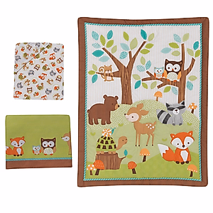 Bedtime Originals Friendly Forest Woodland, 3 Piece Bedding Set, Green/Brown
