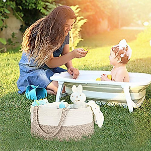 Baby Diaper Caddy Organizer, Stylish Cotton Rope Baby Basket Nursery Storage Organizer for Changing Table, Maliton Extra Large Diaper Caddy for Baby Stuff, Baby Registry Must Haves