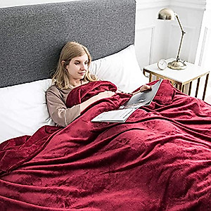 MOONLIGHT20015 Silk Touch Warm Fleece Throw Blankets - 400 GSM Throws for Sofa Fluffy Blanket Bed Throw for Bedroom, Couch, Travel (Burgundy, Twin 60" x 80")