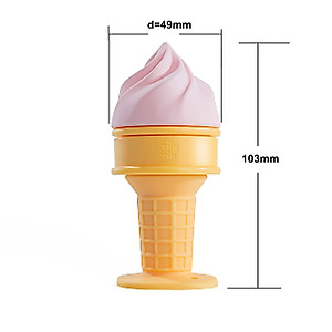 Smily Mia Freezer Teether for Babies 12-18Months,Freezable Ice Cream Toy for 6-12Months Babies,Cold Water Soother for 3-6Months for Teething Pian Relief,Peach Pink