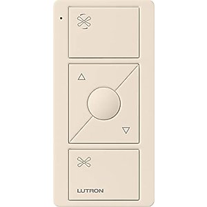 Lutron Pico Smart Remote for Caséta Smart Fan Speed Control, PJ2-3BRL-GLA-F01, Light Almond