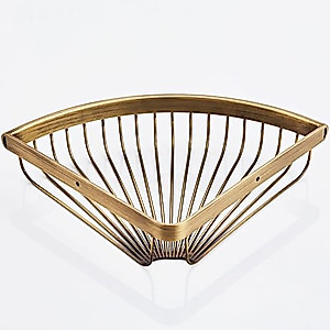 PEONYBATH Antique Bronze Brass Bath Corner Shelf Shampoo Holder, Wall Mounted Bathroom Hardware Accessories,Pattern Carving Design