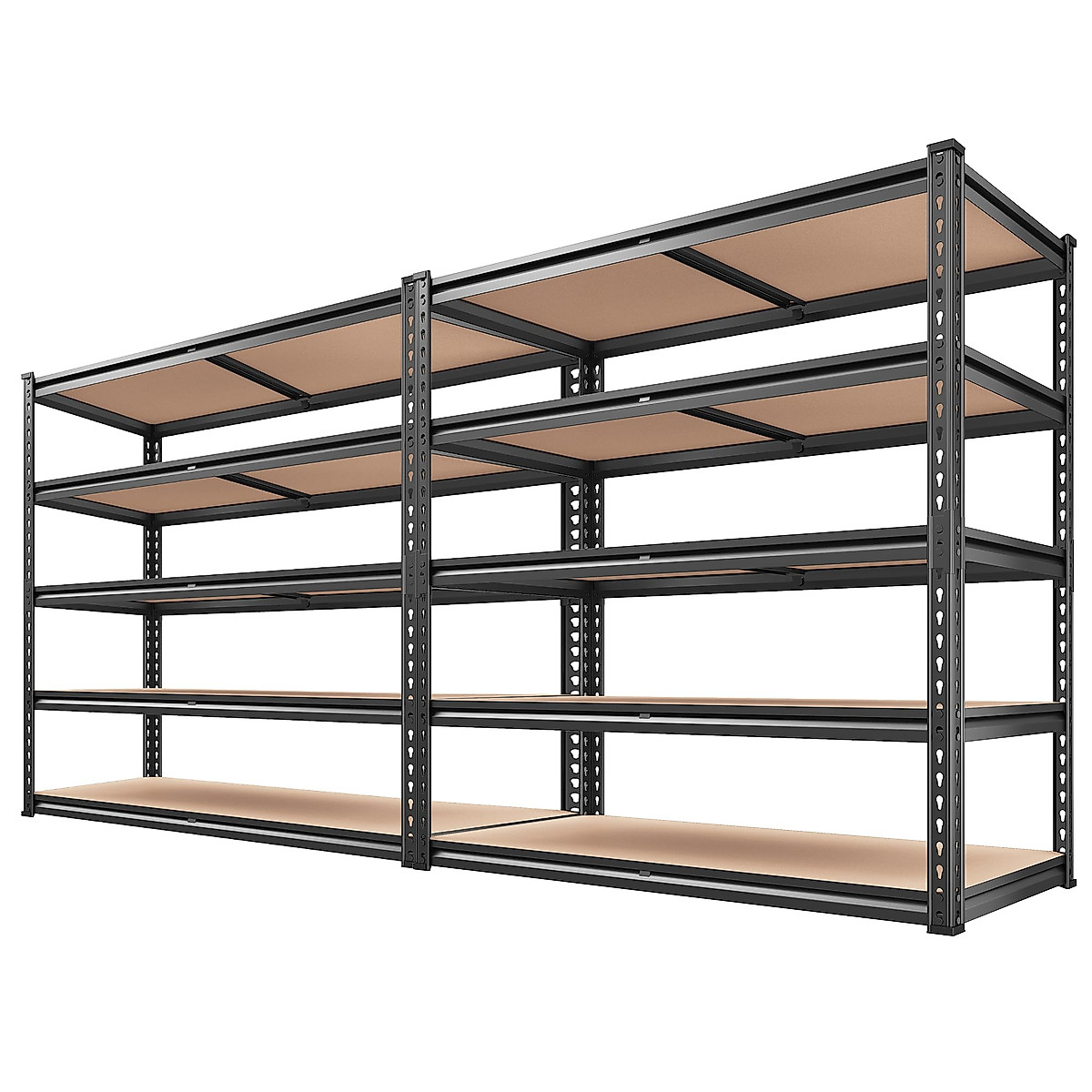 REIBII 2000LBS Garage Shelving Heavy Duty 72''H Storage Shelves 5 Tier Metal Shelves, Adjustable Metal Shelving Unit for Basement Pantry 35.5" W x72 H x 15.8" D, 2Pack