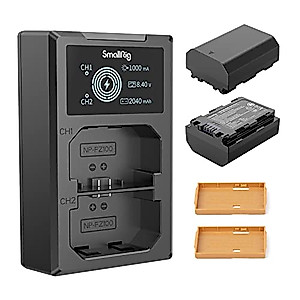 SmallRig NP-FZ100 Battery Charger Set for Sony NP-FZ100 Battery, Double Slot NP-FZ100 Charger for Sony Alpha A7R V, A7 IV, A7 III, A7S III, FX3, A7C, A7R IV, A7R III, A6600, A9 II, 2040mAh - 3824