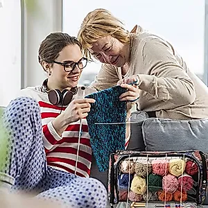 Looen Crochet Bag, Yarn Storage Tangle Free with Yarn Hole, Knitting Bag for Crochets Bamboo Knitting Needles and Yarns(Orange Cashew)