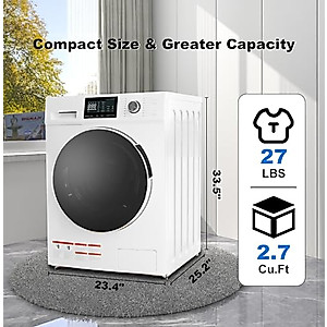 2-In-1 Washer And Dryer Combo, 2.7 cu.ft 24 inch Ventless All-In-One Washing Machine And Dryer 120V For Apartment RV Dorm Camper, Front Load Compact Small Clothes Washer With 16 Laundry Program