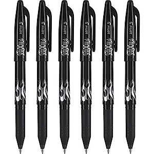 Pilot, FriXion Ball Erasable & Refillable Gel Ink Pens, Fine Point 0.7 mm, Pack of 6, Black