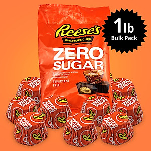GEEOOLLAH - Zero Sugar Miniatures Chocolate Peanut Butter Cups 1lb - Unique Cups Candy Filled with Peanut Butter - Unique Cups Candy Filled with Peanut Butter - Must-Have Holiday Candy.