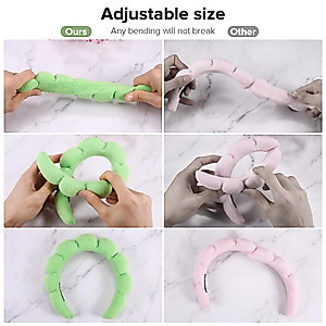 Ztomine 2 Count Hairband, Set of 2 - Thick, Soft, Plush, Absorbent Terry Cloth Spa Headbands for Washing Face or Facial - Puffy Makeup Headbands for Face Washing, Mask, Skin Treatment