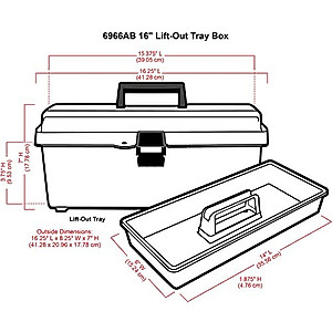 ArtBin 6966AB 16 in. Lift-Out Tray Box, Portable Art & Craft Organizer with Handle and Tray, Clear