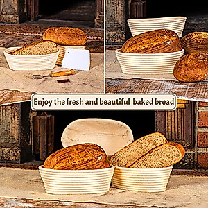 11 Inch Oval Bread Banneton Proofing Basket with Liner Cloth– Set of 2 + Premium Bread Lame and Slashing Scraper, the ideal Baking Bowl for Sourdough and Yeast Bread Dough by Criss Elite