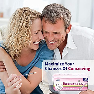 DAVID 50 Ovulation Test Strips, Ovulation Predictor kit, Fertility Test for Women, 50 Free Urine Cup, Fertility Tracker Kit, Accurate Results - 50 Count, LH Test, EXP 10-30-2023