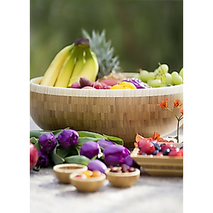 Totally Bamboo Classic Extra-Large Bamboo Serving Bowl, 16" x 16" x 6"