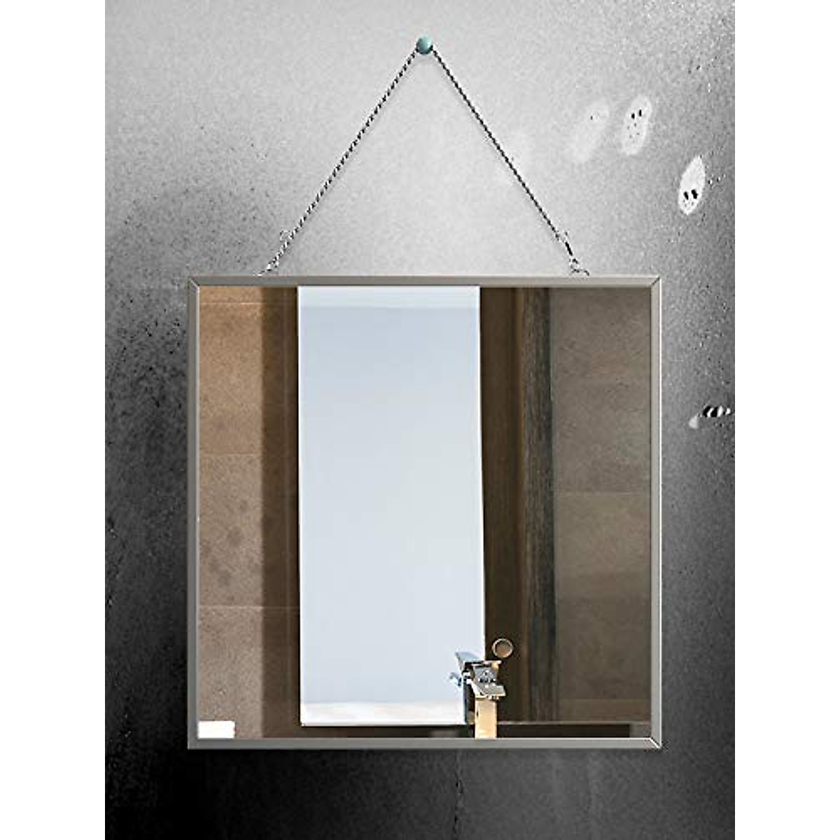 Liootech Fogless Shaving Shower Mirror, Fog Free Mirror Narrow Bezel Ultra-Thin 6.7 inch Metal Frame with 2 Stainless Steel Chains 17.3 & 10.6 inch